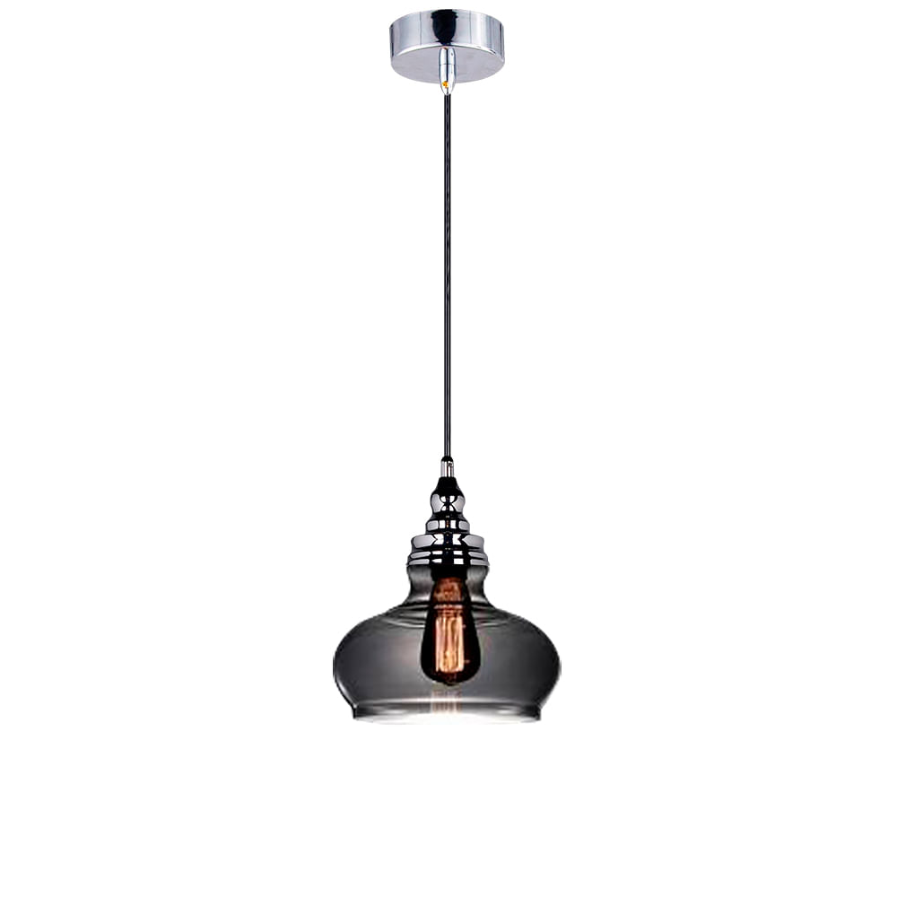 Pendente Bella Hoa Cromado Fumê 24,5 x 30,5cm 1x E27 - BRDrop